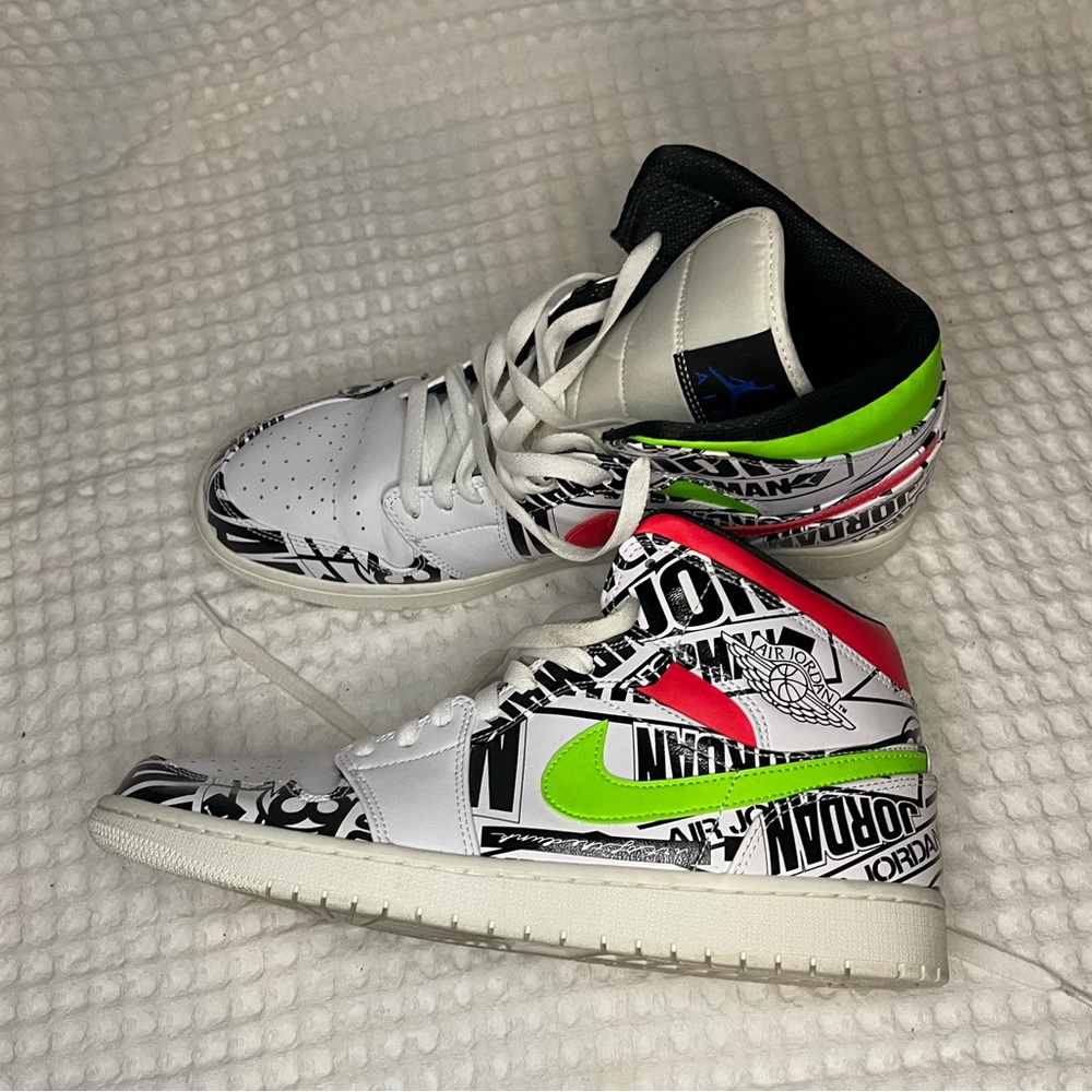 Nike Air Jordan 1 Mid All Over Print Logos Shoes Size… - Gem